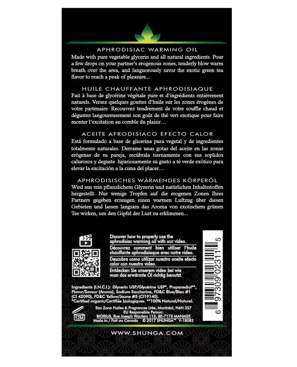 Shunga Organica Warming Oil Green Tea ️ WorldCondoms