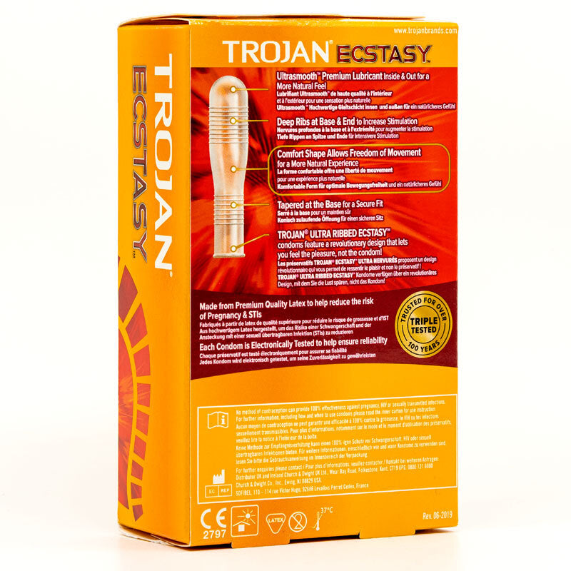 Trojan Ecstasy Ultra Ribbed Condoms ️ WorldCondoms